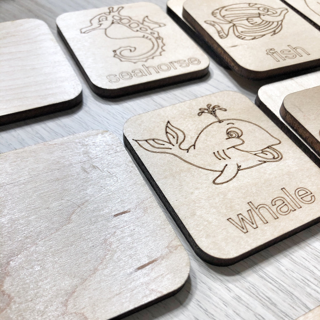 Sea Animals Memory Game - Wood Matching Game - Make a Match Educationa ...
