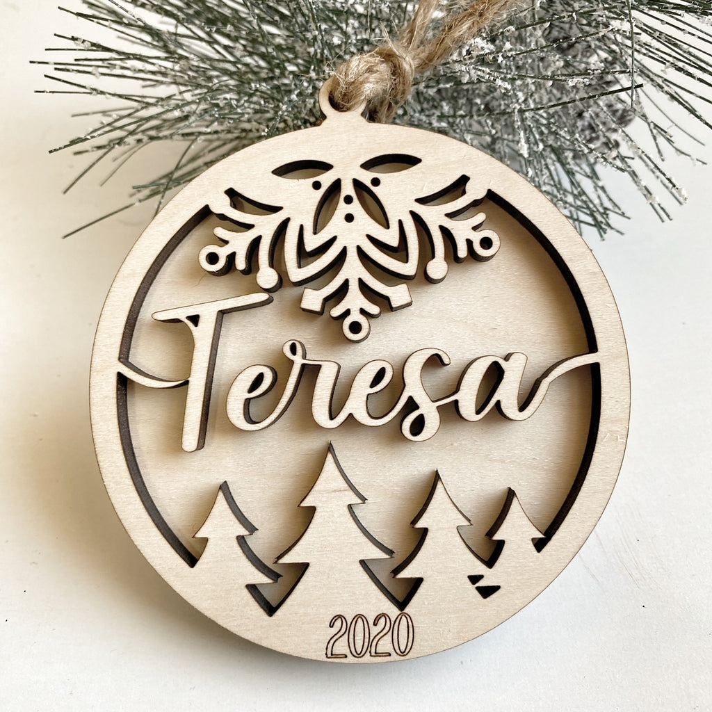 Custom Name Wood Laser Cut Christmas Ornament Personalized Sawdust Custom Name Wood Laser Cut Christmas Ornament Personalized Sawdust