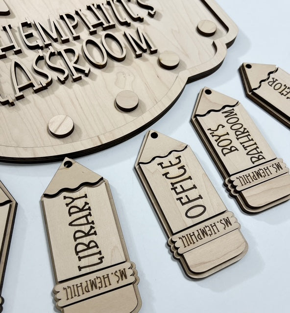 Personalized Teacher Classroom Hall Pass Hanger – Sawdust & Swirls