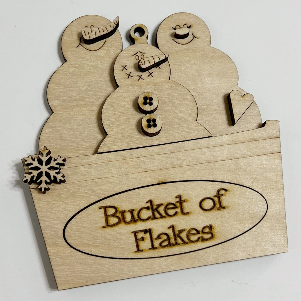 Bucket of Flakes Snowman Snowmen Multi Layered Christmas Ornament Char ...