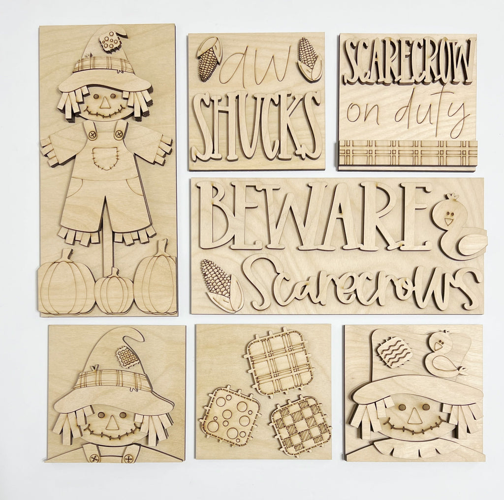 Aw Shucks Beware Scarecrows Fall Halloween Scarecrow on Duty Wall Coll ...