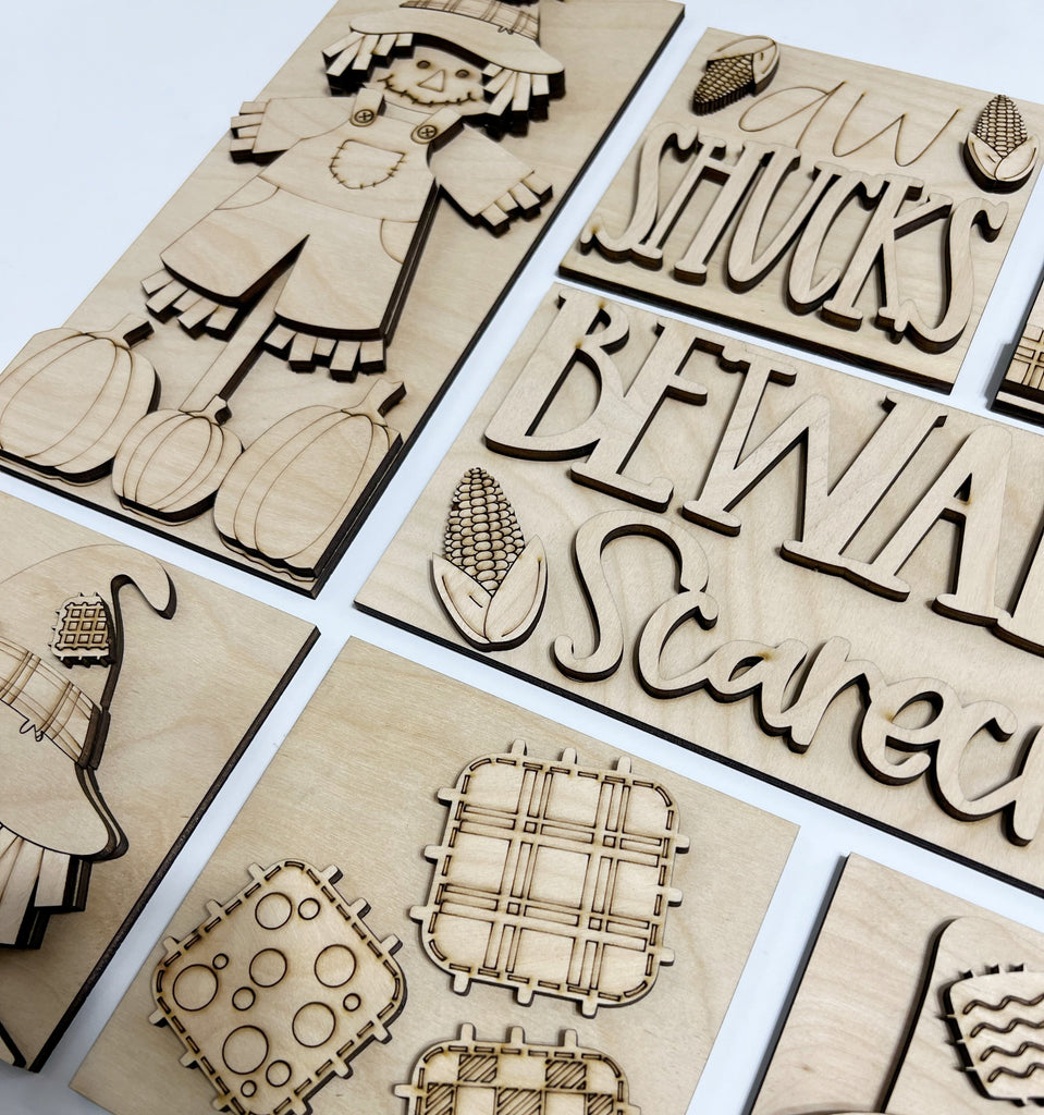 Aw Shucks Beware Scarecrows Fall Halloween Scarecrow on Duty Wall Coll ...