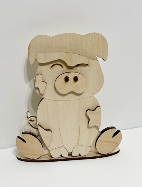 Cute Pig Piggy Standing Shelf Sitter with Interchangeable Seasonal Hat ...
