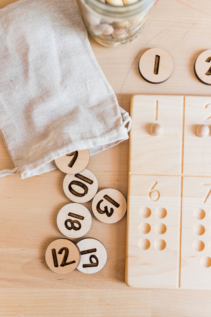 Wood Number Coins - Math Manipulatives - Educational Game - Montessori ...