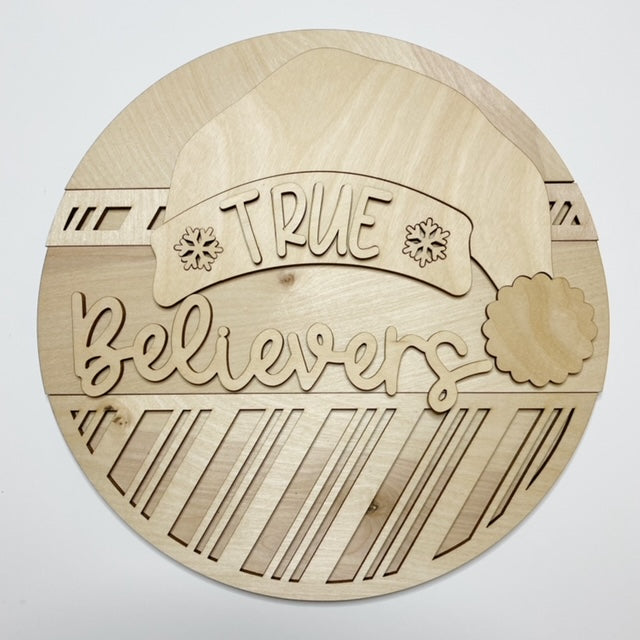 True Believers Santa Hat Round Doorhanger – Sawdust & Swirls