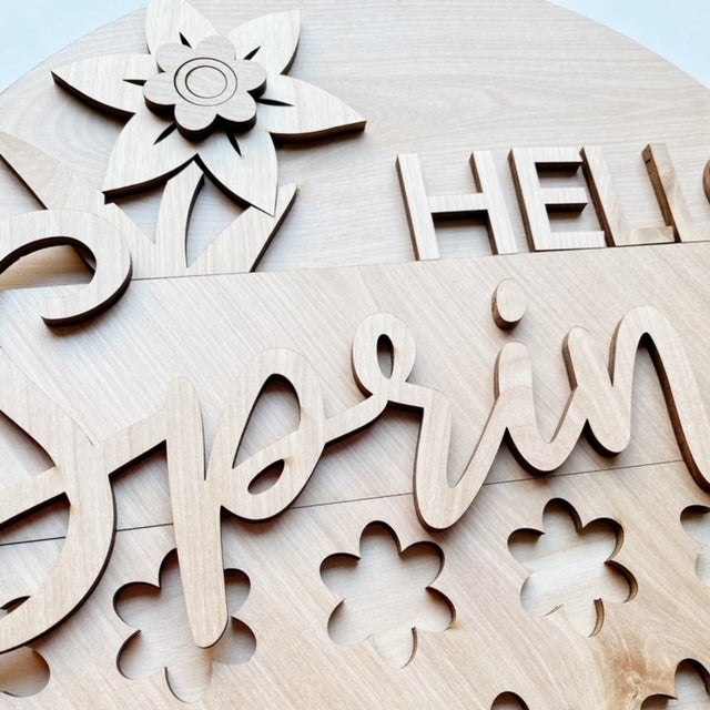 Daffodil Hello Spring Round Doorhanger – Sawdust & Swirls
