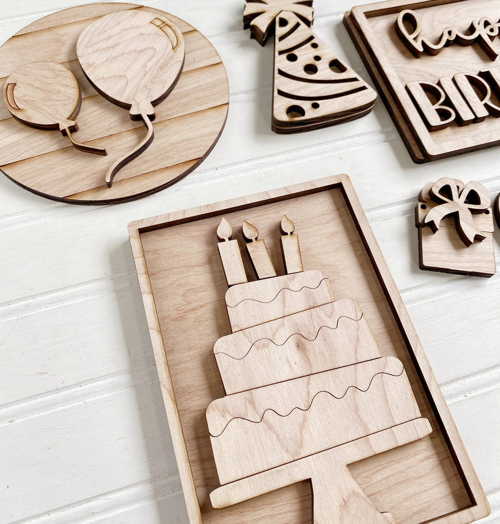 Happy Birthday Tiered Tray Set – Sawdust & Swirls