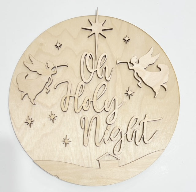 Oh Holy Night Angels Star Nativity Round Doorhanger – Sawdust & Swirls