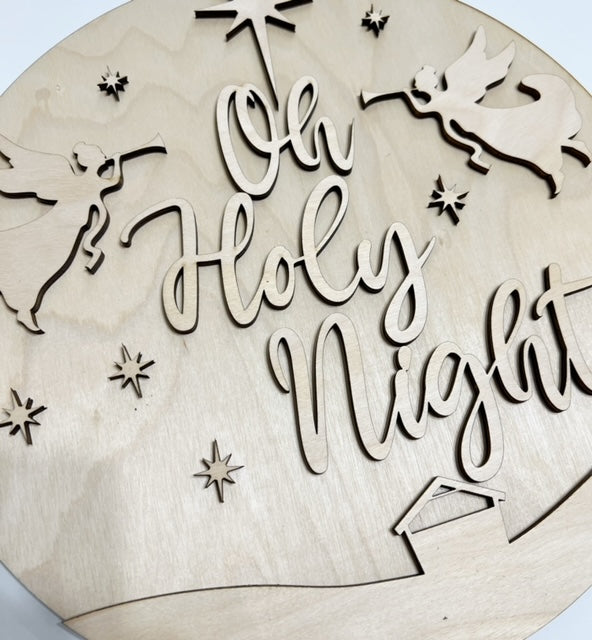 Oh Holy Night Angels Star Nativity Round Doorhanger – Sawdust & Swirls