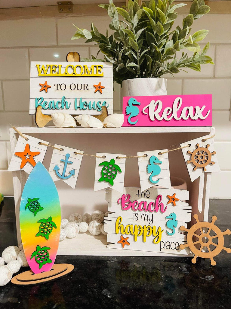 Welcome to Our Beach House Relax Tiered Tray Set – Sawdust & Swirls