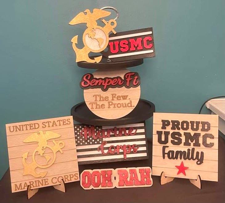 Marine Corp USMC Tiered Tray Set – Sawdust & Swirls